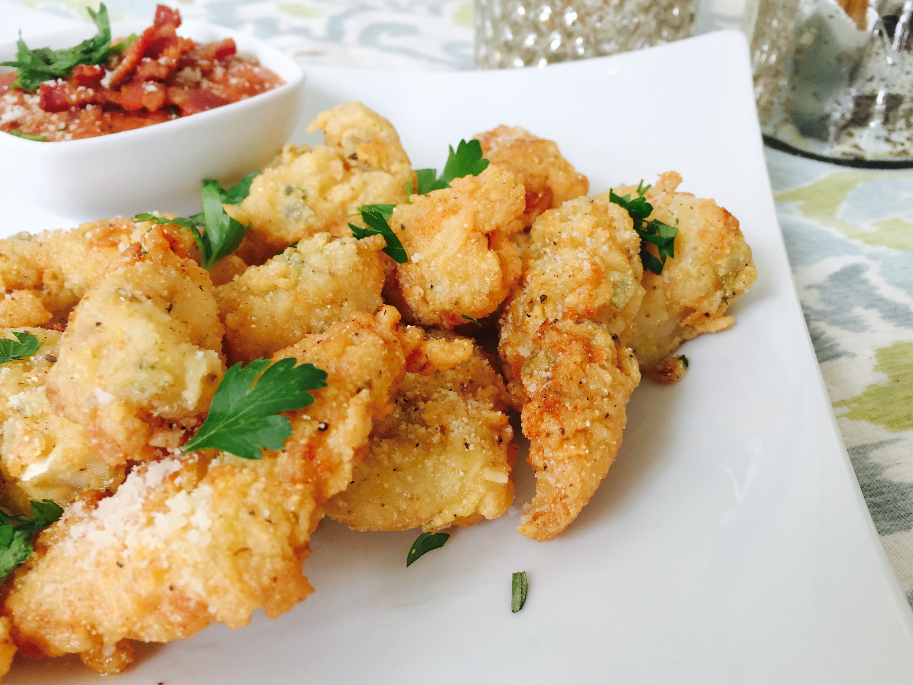 Lemon Buttermilk Cod Bites with Bacon Marinara – Marvelous Mo at Home