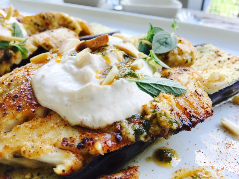 Lemon and Harissa White Fish with Eggplant and Spiced Yogurt ...